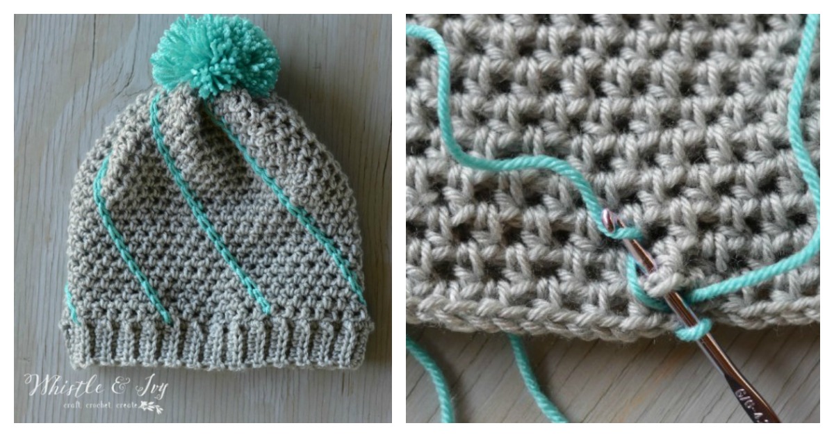 Easy Crochet Diagonal Hatch Slouchy Hat Free Pattern - Cool Creativities