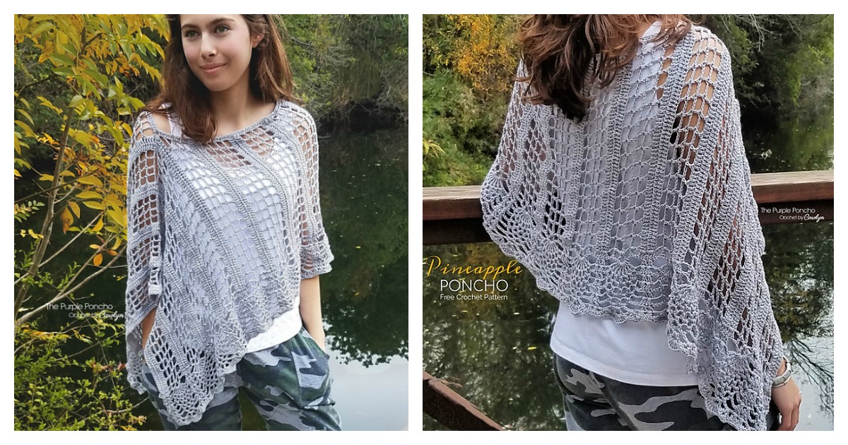 Pineapple Stitch Lace Poncho Free Crochet Pattern - Cool Creativities