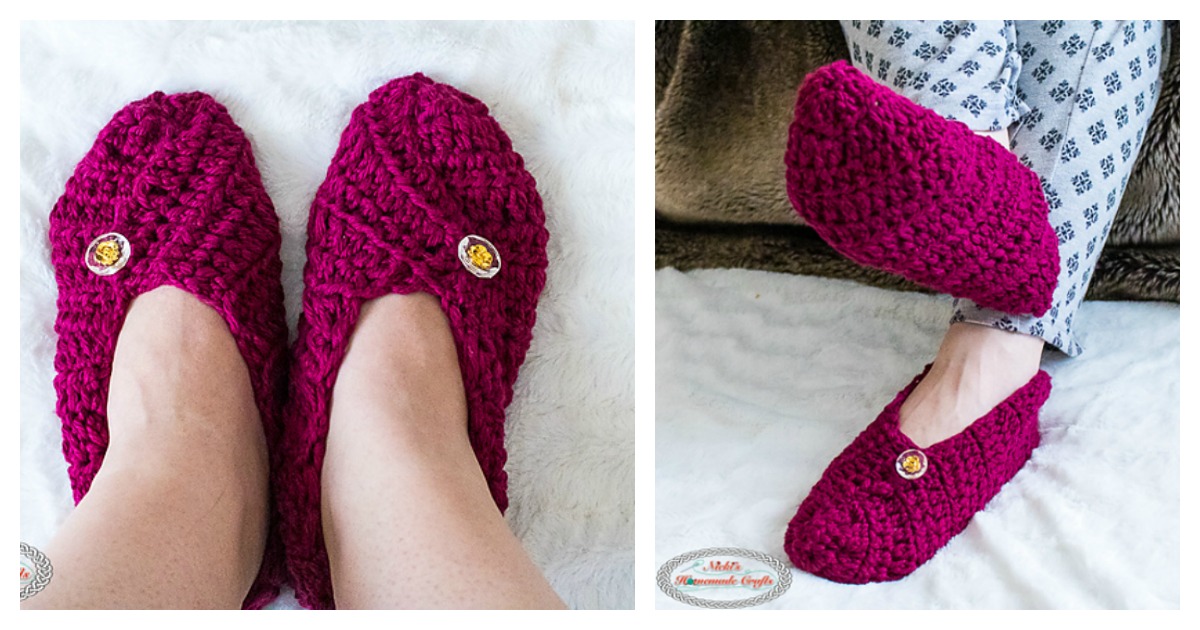 Button Slippers from Square Free Crochet Pattern and Video Tutorial ...