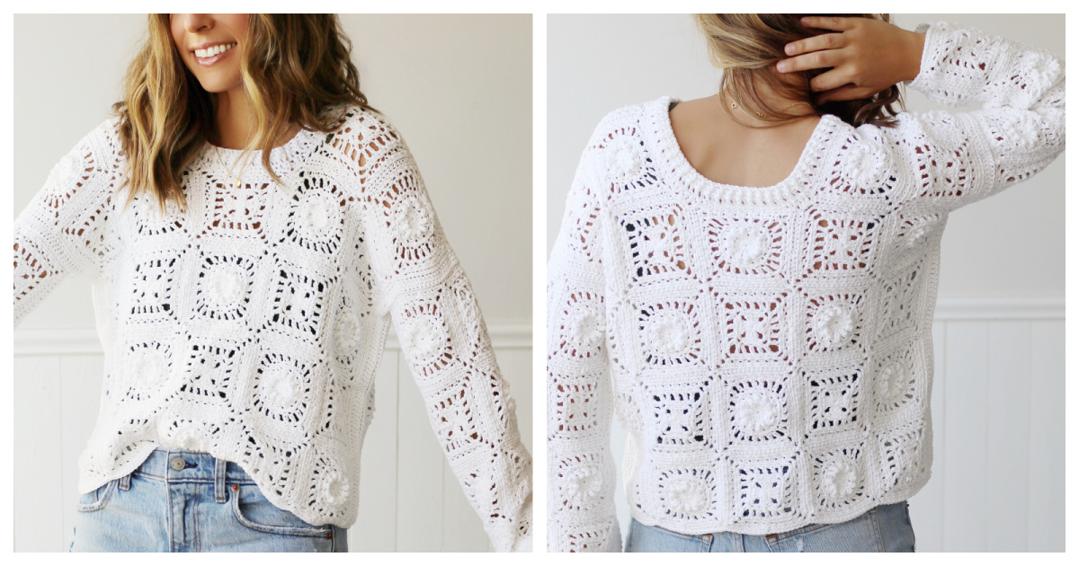 Isla Granny Square Sweater Free Crochet Pattern